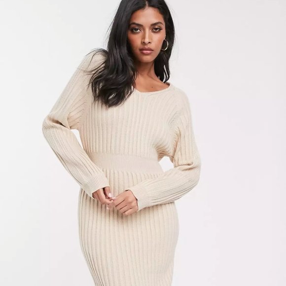 Lost Ink | Dresses | Asos Lost Ink Ribbed Knit Midi Dress Size Medium ...